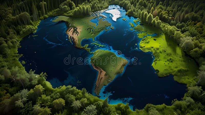 Clean Earth with Restored Ecosystems Visualized Stock Illustration ...