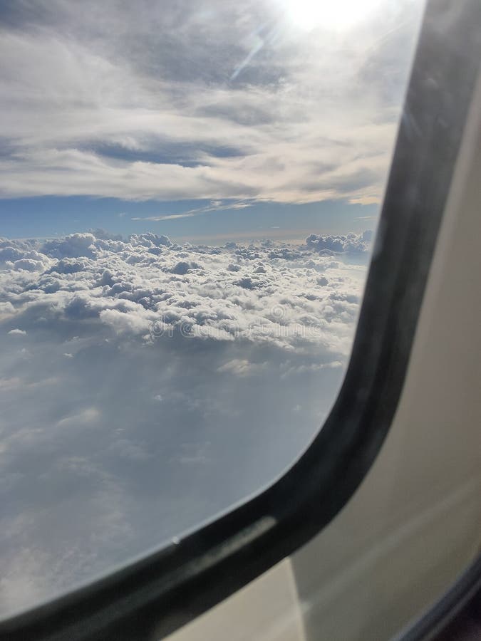 View of the Clear Sky from the Window of the ATR-72 Aircraft Stock ...