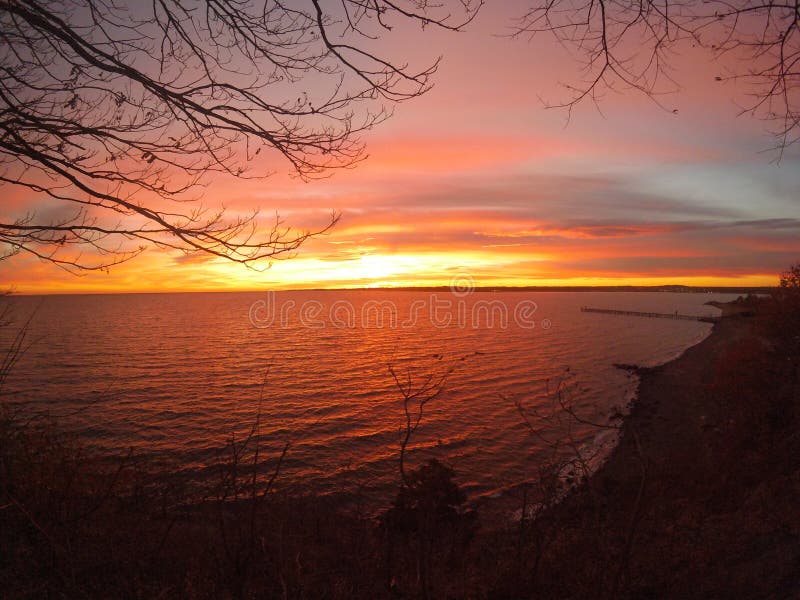 View from a Cliff of a Candy Colored Sunset Stock Photo - Image of ...