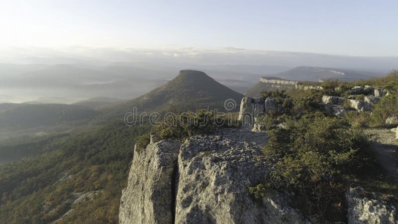 View from the Cliff on a Mountain, Mountain, Above the Clouds. Shot ...