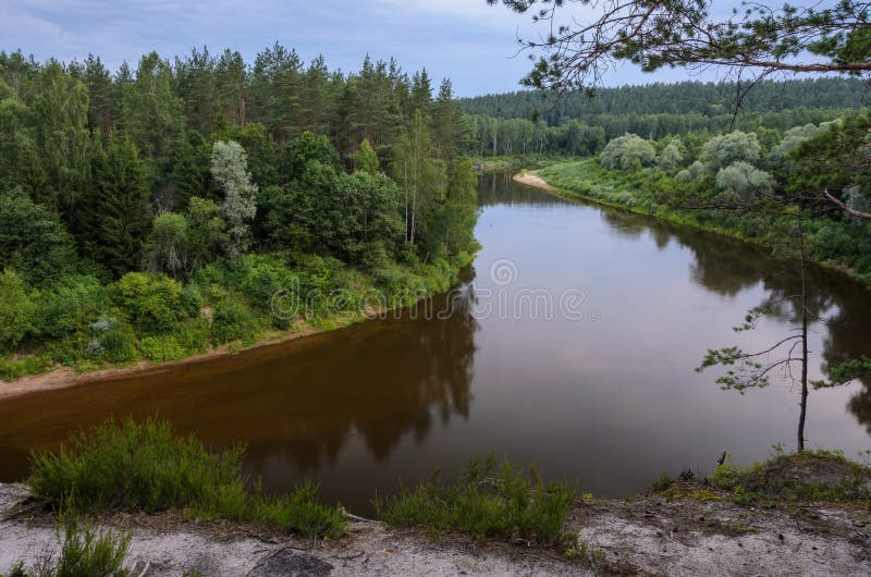 View from Cliff on River and Forest. Stock Photo - Image of precipice ...