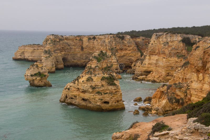 View of Cliffs in Algarve, Portugal Stock Photo - Image of horizon ...