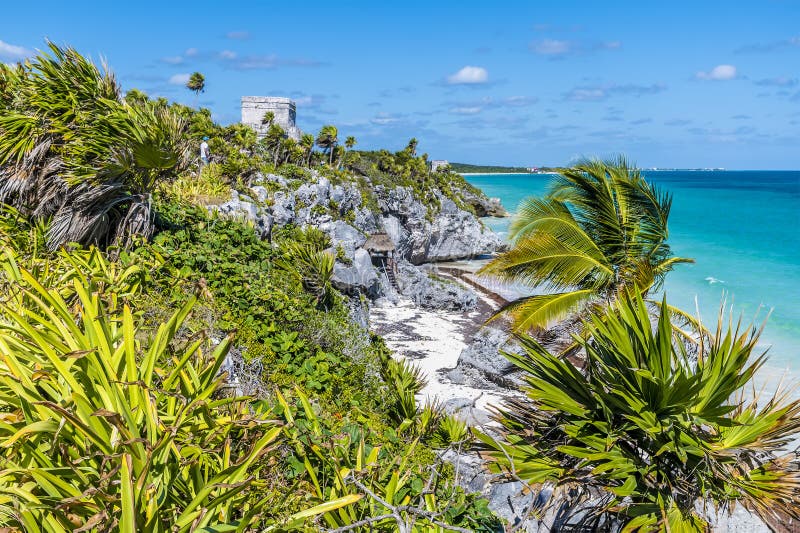 A View from the Cliffs Along the Coastline at the Mayan Settlement of ...