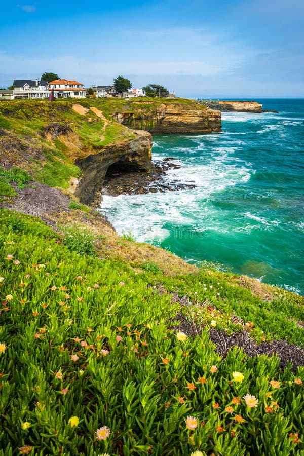 View of Cliffs Along the Pacific Ocean, in Santa Cruz Stock Image ...