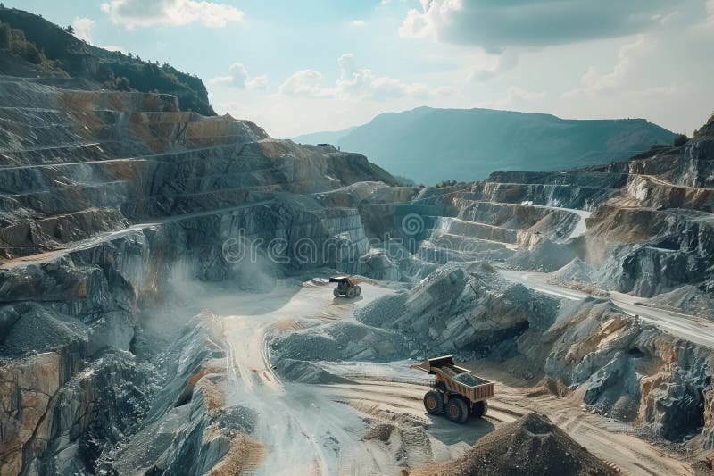 Granite mining in a quarry stock photo. Image of machine - 309894724