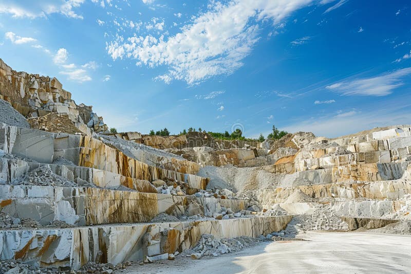 Granite mining in a quarry stock image. Image of equipment - 309894745