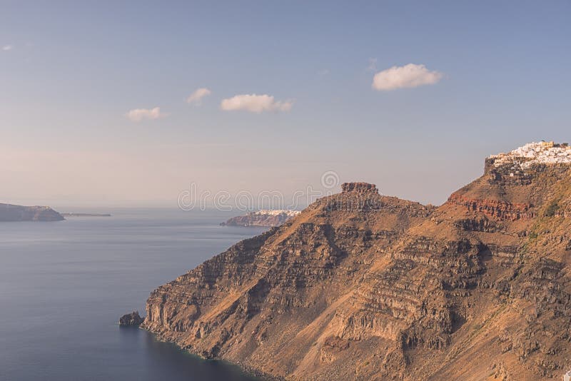View of the Cliffs and Ocean Along Santorini, Greece Stock Photo ...