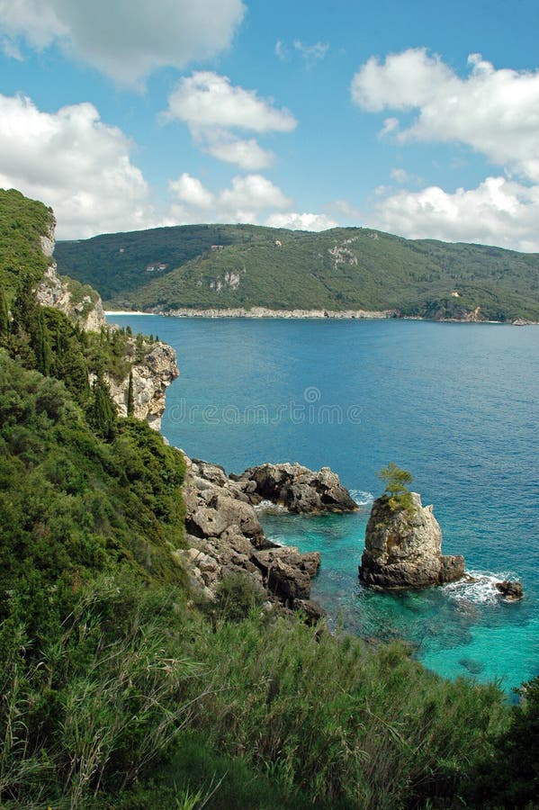 View of Cliffside Coastline on Greek Island Stock Photo - Image of ...