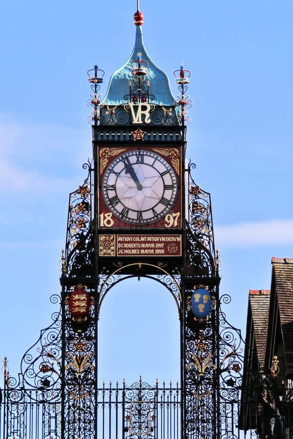 A View of Clock at Eastgate in Chester Stock Image - Image of school ...