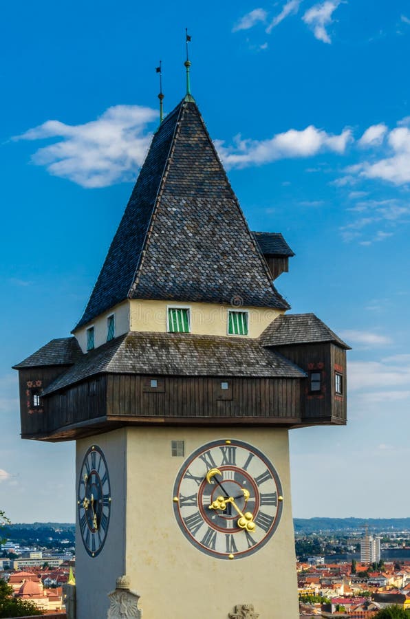 View of the Clock Tower in Graz, Austria Stock Photo - Image of tower ...