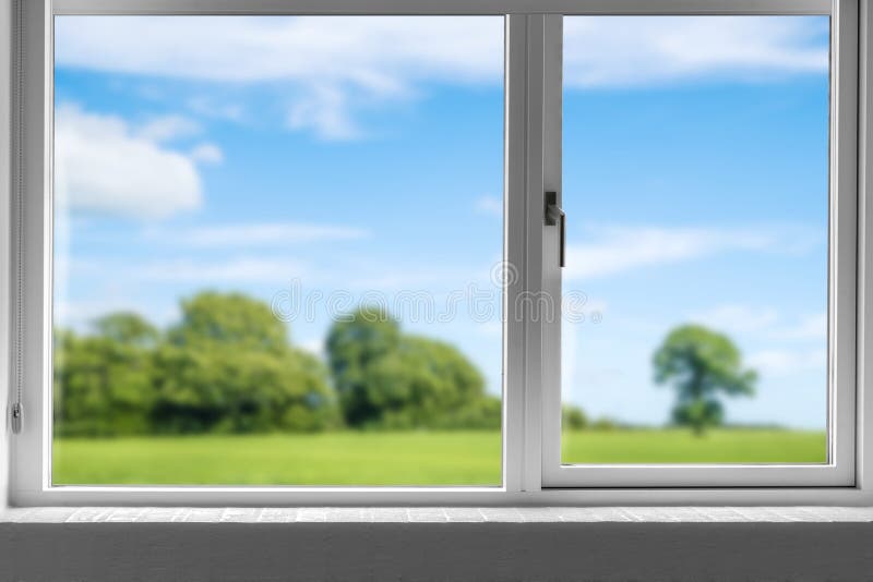 View from a Closed Window To a Green Meadow Stock Photo - Image of ...