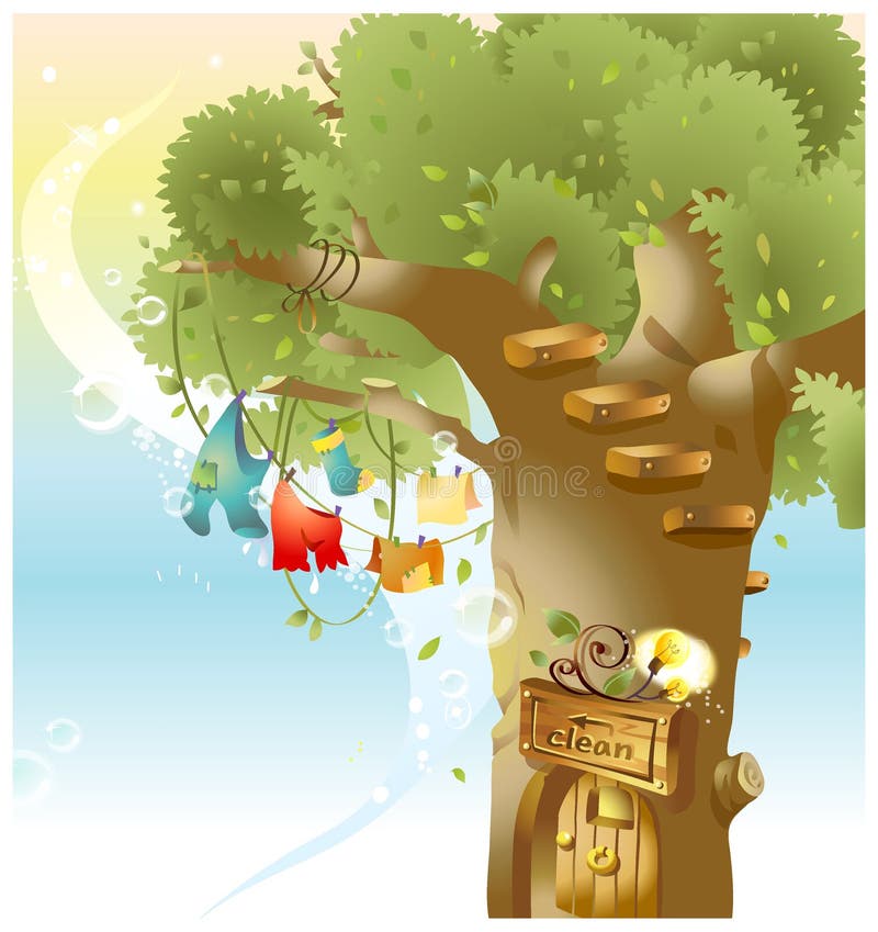 Clothes Hanging Tree Stock Illustrations – 590 Clothes Hanging Tree ...