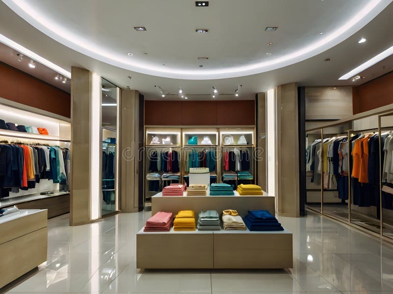 View on the Clothing Store Interior Stock Illustration - Illustration ...