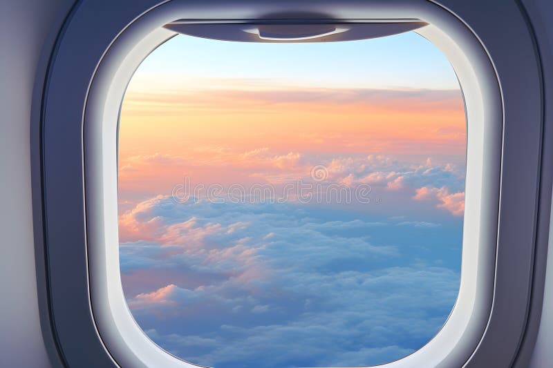 A View of the Clouds from an Airplane Window.Window View from Plane ...