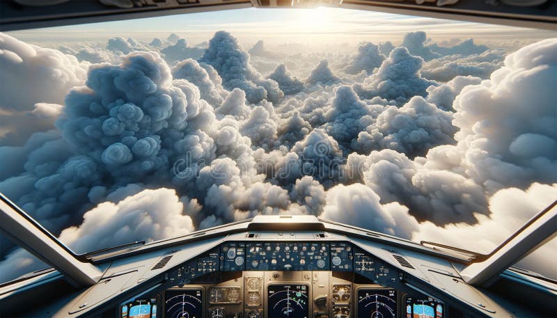 View of the Clouds from the Cockpit of an Airplane. Stock Image - Image ...