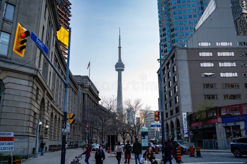 View of the CN Tower from Front Street. Editorial Stock Photo - Image ...