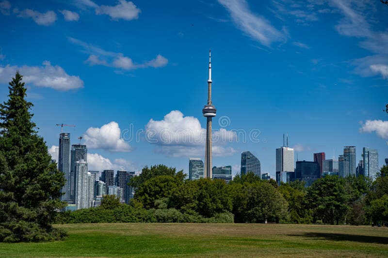 View of the CN Tower from the Park in Toronto Islands. Editorial Stock ...