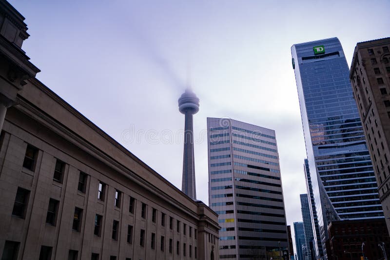 View of the CN Tower from Toronto Downtown. Editorial Photo - Image of ...