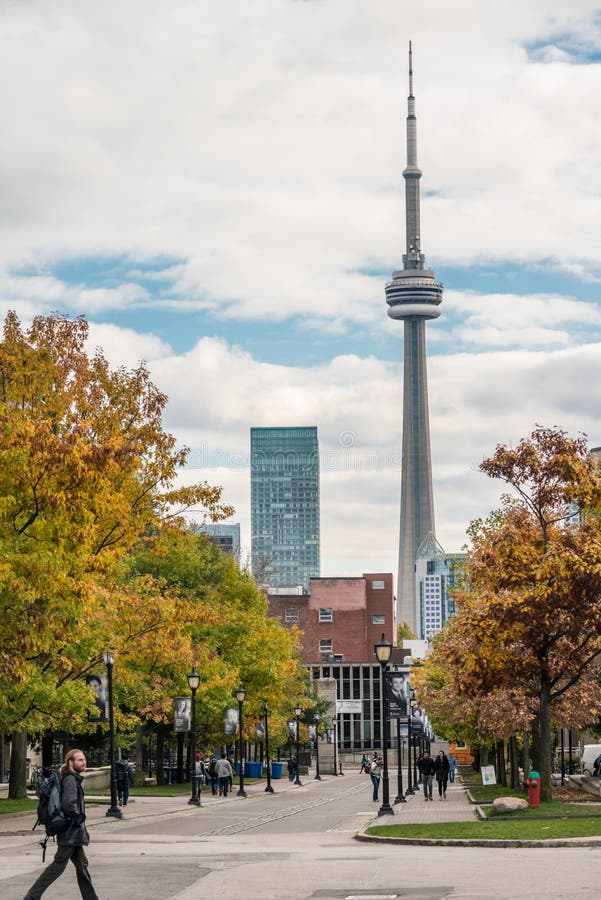 View of CN Tower from University of Toronto Editorial Photo - Image of ...
