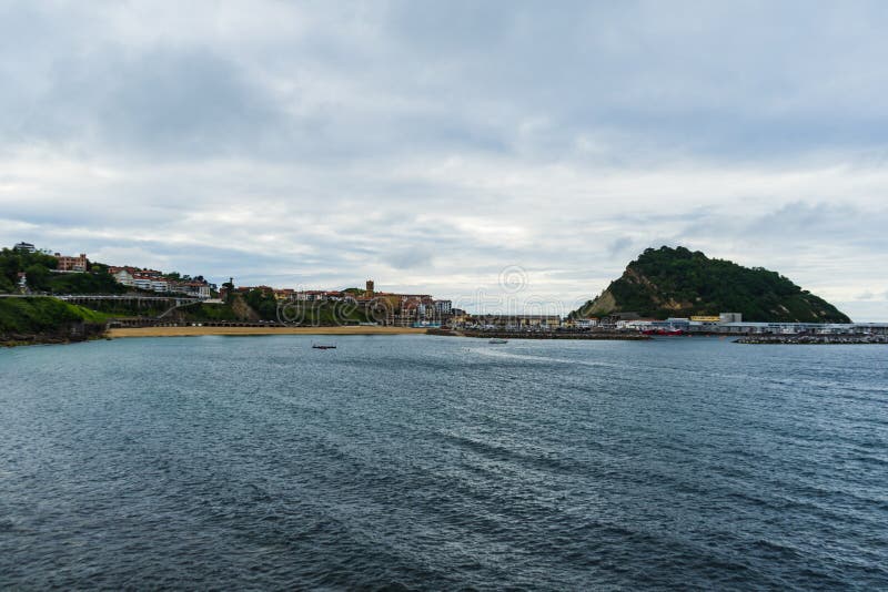 View of the Coast of Getaria, Spain. View of the Mount San Antonio ...