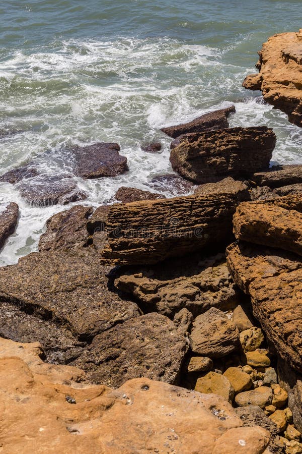 View on Coast Line Rocks in Ocean Stock Image - Image of beach ...