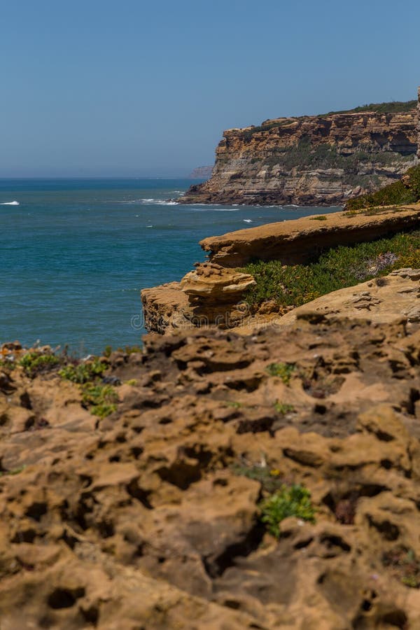 View on Coast Line Rocks in Ocean Stock Image - Image of water, stone ...