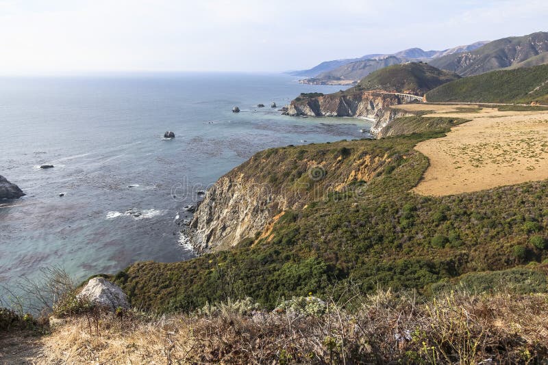 View on the Coastal Highway and Sea in California Stock Image - Image ...