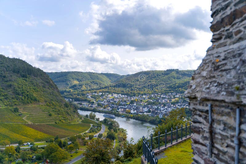 View of Cochem Town and Moselle River from the Castle Wall, Surrounded ...