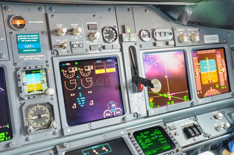View of Cockpit and Instrument. Stock Image - Image of head, flying ...