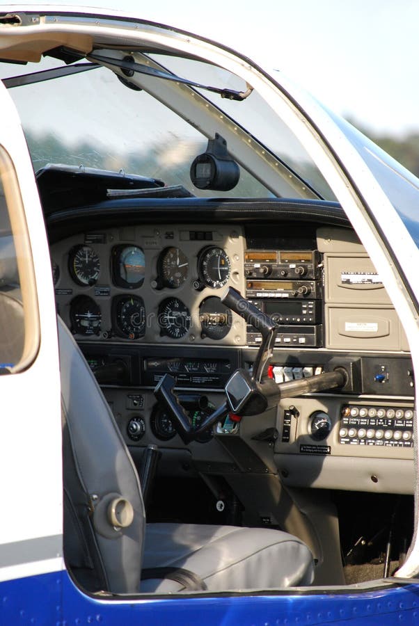 View into the Cockpit of a Prop Airliner Stock Photo - Image of stick ...