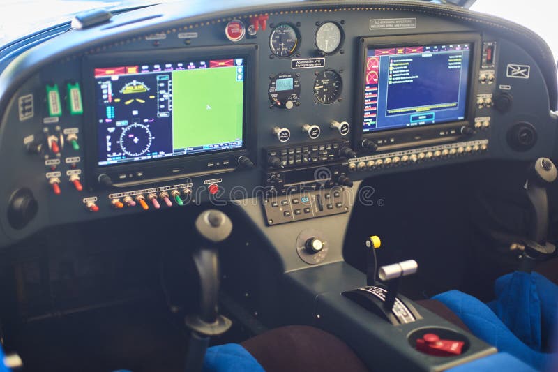 Cockpit of small airplane stock photo. Image of controlling - 2637374