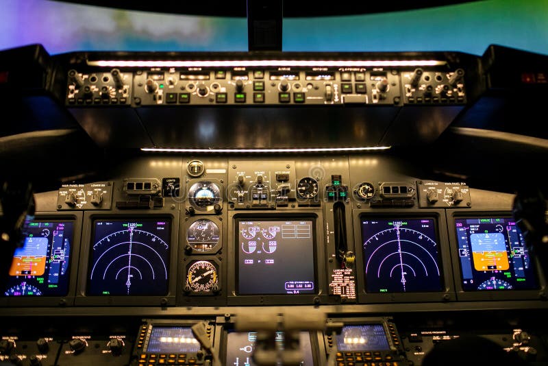 Aircraft Interior, Cockpit View Inside the Airliner. Point of View from ...