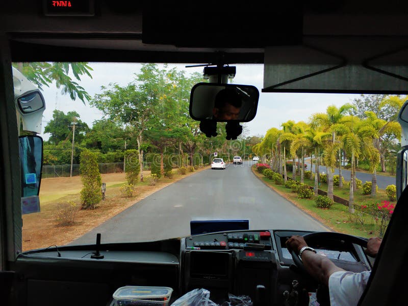 View from the Cockpit of a Tourist Bus in Thailand Editorial Image ...