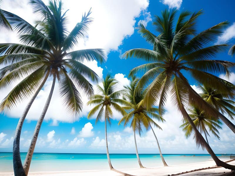 View of Coconut Trees on the Beach Stock Illustration - Illustration of ...