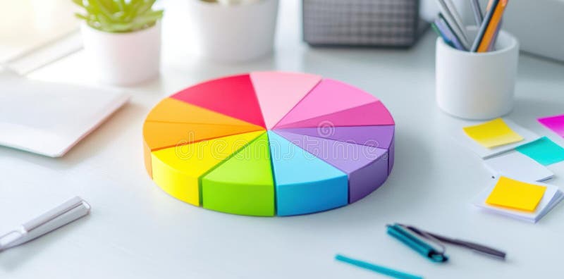 View Colorful Chart Pie on Desk As Data Organization Concept Stock ...