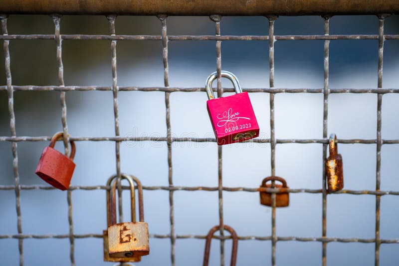 View of Colorful Old and New Padlocks on the Iron Fence of the Bridge ...
