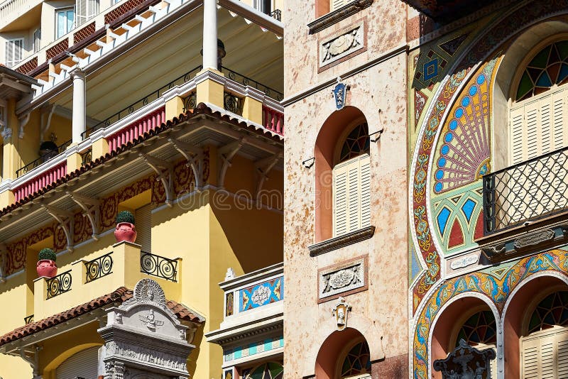 View of Colorful Walled Modern Buildings in Monaco Stock Photo - Image ...