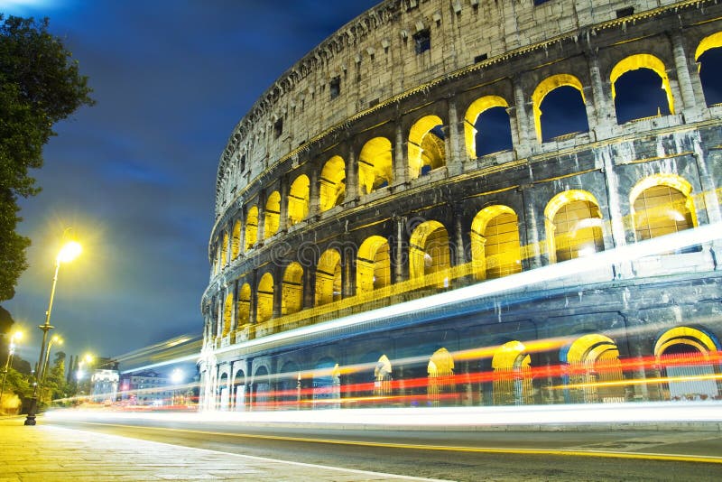 View of the Colosseum at Night Stock Image - Image of flavian, italy ...
