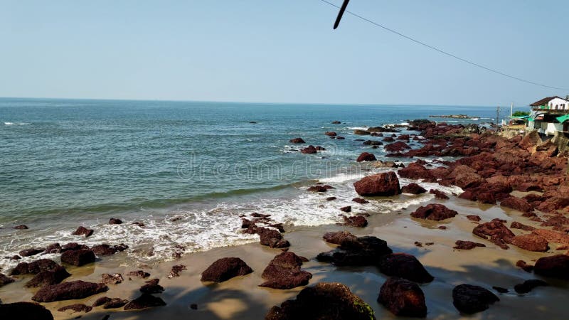 View of Columnar Basaltic or Rock Formation with Breaking Waves on ...