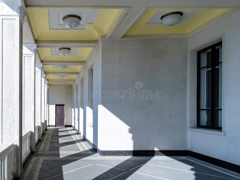 View of the Columns in the Gallery in an Unknown Building. Stock Photo ...