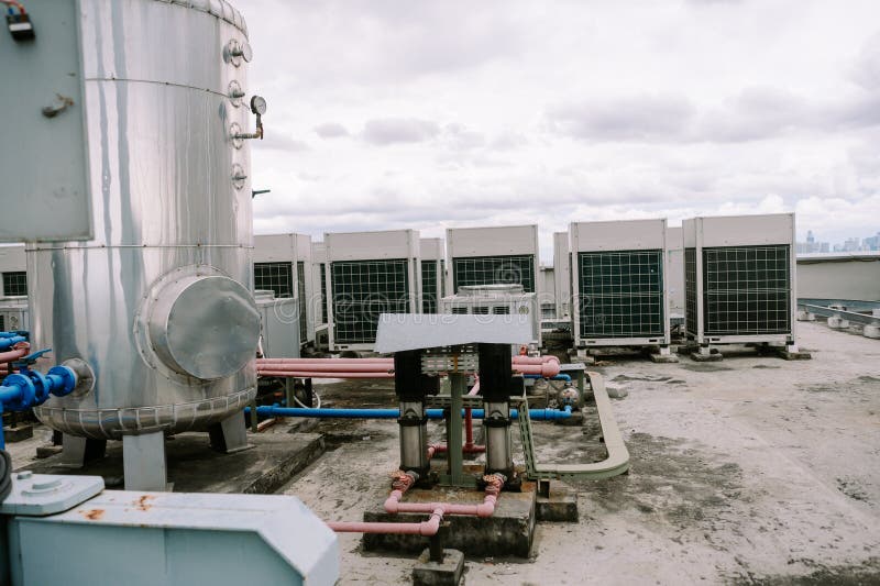 Rooftop Hvac System Industrial Infrastructure Cityscape View Stock ...