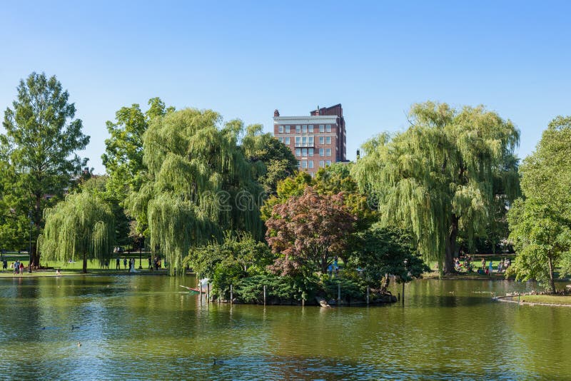 View of the Common Park Lake in Boston Stock Photo - Image of tourism ...