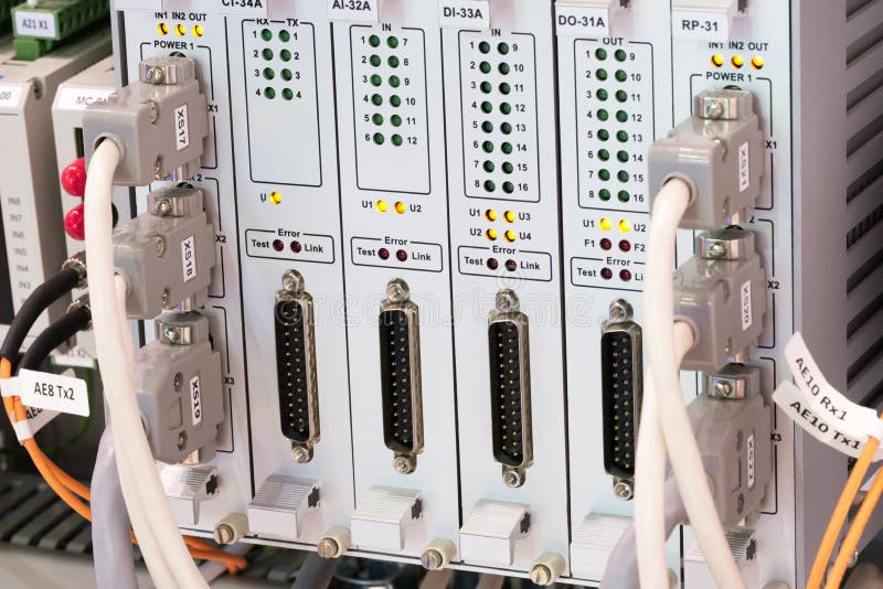 View of Communication Port Module on PLC Unit in Control Box of ...