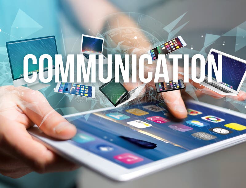 Communication Title Isolated on a Background and Surounded by Mu Stock ...