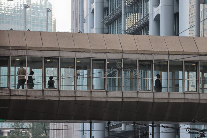 View of Commuters Walking through Covered Footbridge 5 Nov 2021 ...