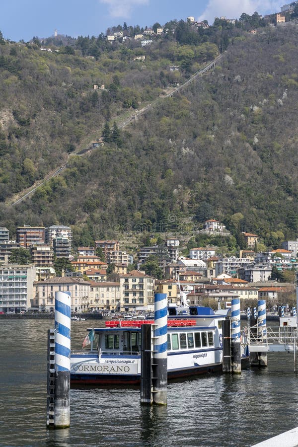 View of Como from the Port of Como on a Sunny Day Stock Image - Image ...