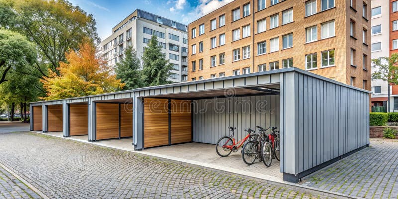 View of an almost Completed Bicycle Garage Being Built in a Residential ...