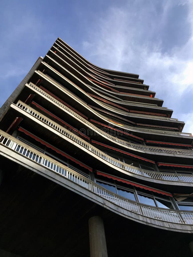 The View on a Concave Building from Under. Stock Photo - Image of ...
