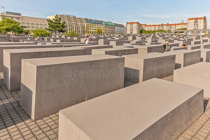 View on Concrete Blocks of Holocaust Memorial in Berlin in Summer ...