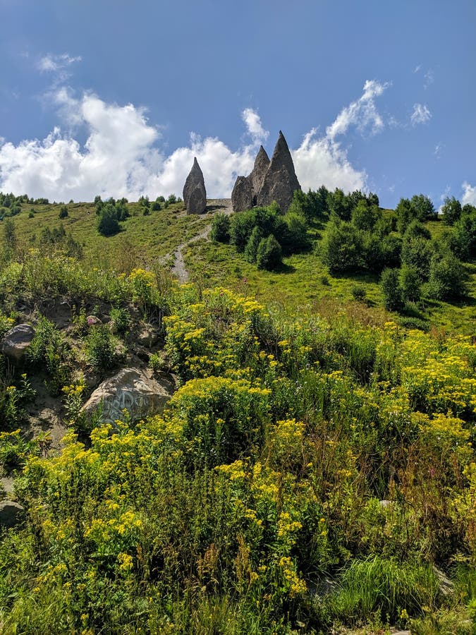 View of Cone-shaped Sharp Rocks in the Jily-su Valley of the Caucasian ...